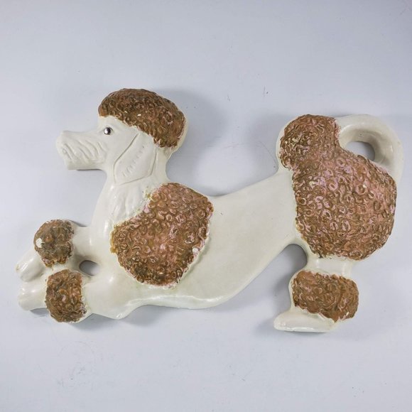 Unmarked | Accents | Vintage Chalkware Poodle Wall Hanging Mcm White ...